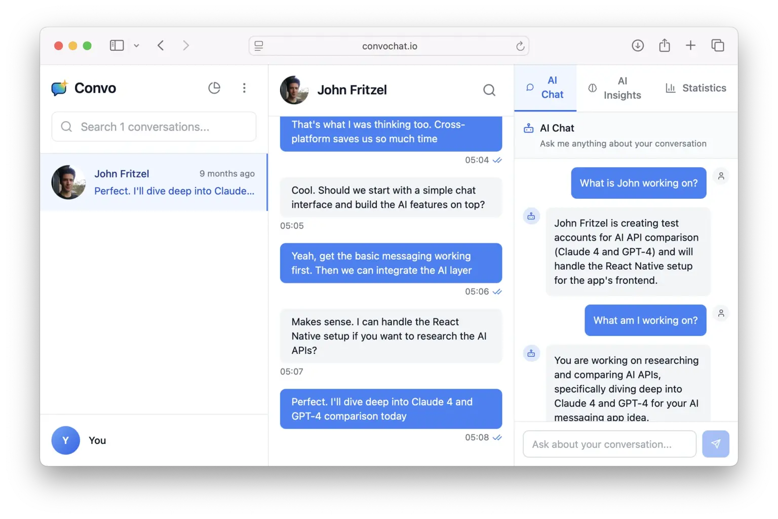 Convo - Chat Insights for Whatsapp, Messenger, Telegram and more
